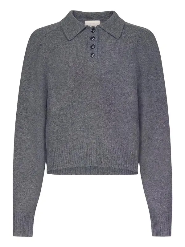 Loulou De Saison Homere Lds Polo-neck Ribbed Sweater - Grey