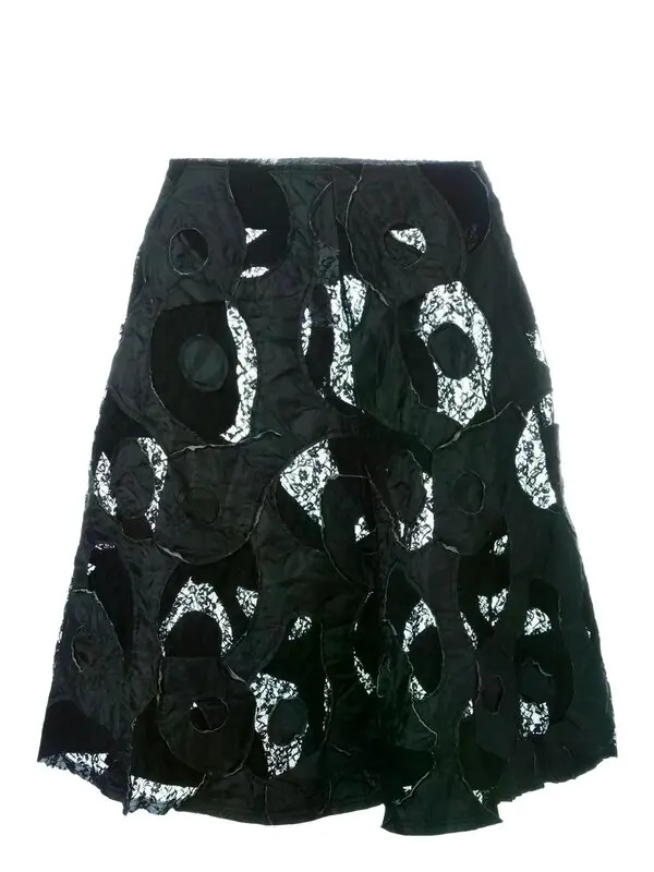 Comme Des Garçons Appliqué Detail Lace Skirt - Black
