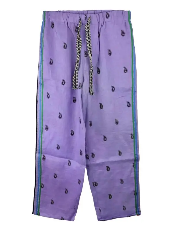 THE WORLD IS YOURS Paisley-embroidered Trousers - Purple