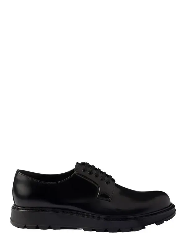 Prada Leather Derby Shoes - Black