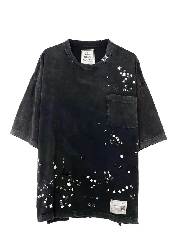 Mihara Yasuhiro Crystal-embellished Pocket T-shirt - Black