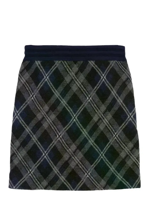 Eric Bompard Tartan Cashmere Mini Skirt - Blue