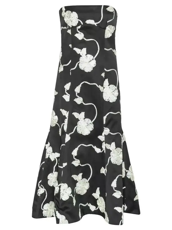 Remain Birger Christensen Flower Embellished Midi Dress - Black