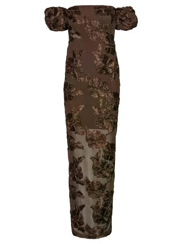 Remain Birger Christensen Floral Embellished Maxi Dress - Brown