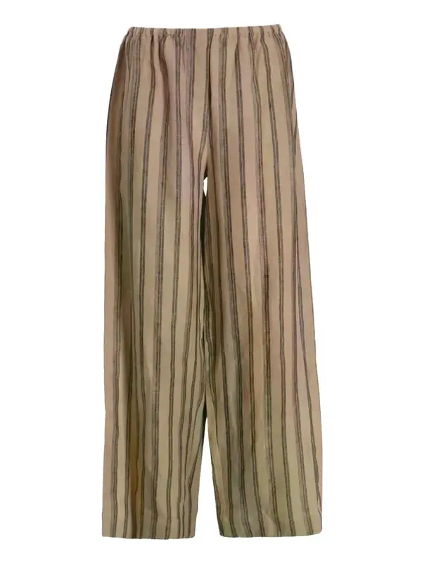 Staud Bonfire Striped Linen Trousers - Brown