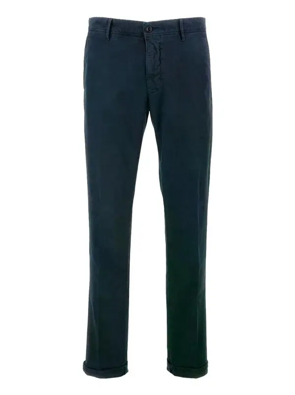 Incotex Cuffed Cotton Trousers - Blue