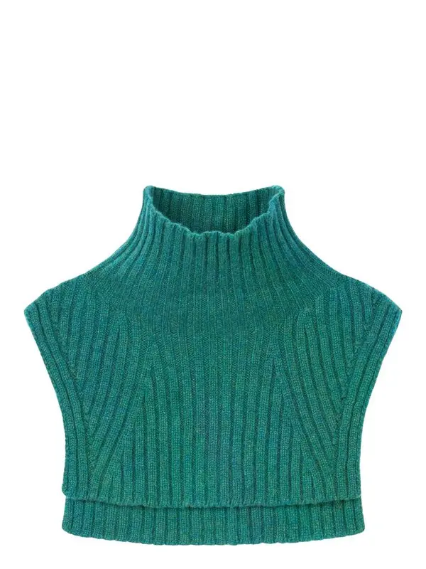 Eric Bompard Ribbed High-neck Bib - Green
