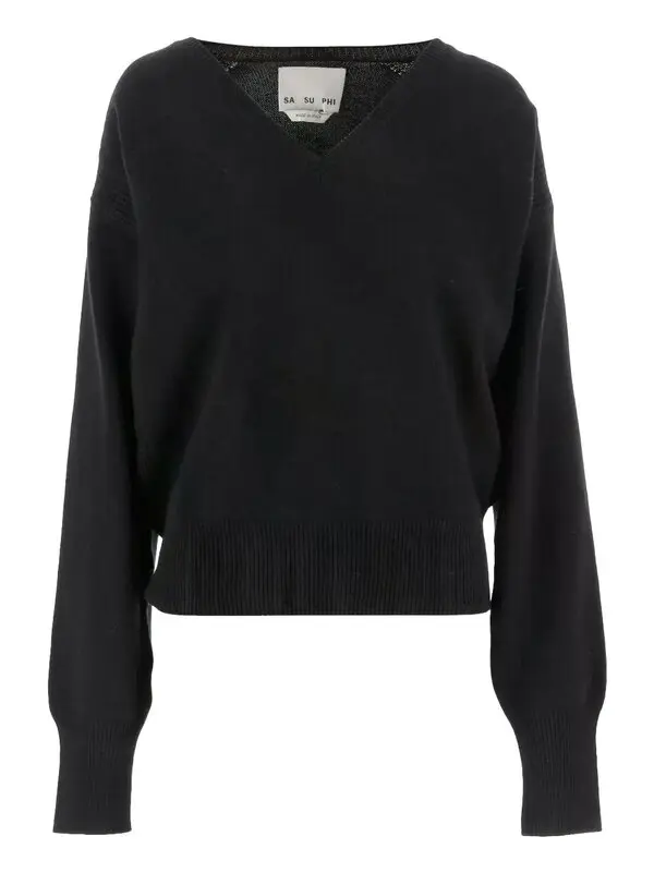 SA SU PHI V-neck Cashmere Sweater - Black
