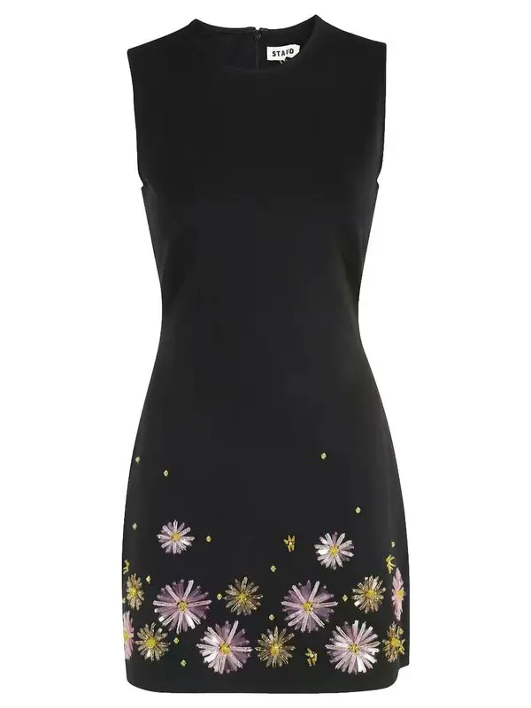 Staud Embellished Floral Dress - Black