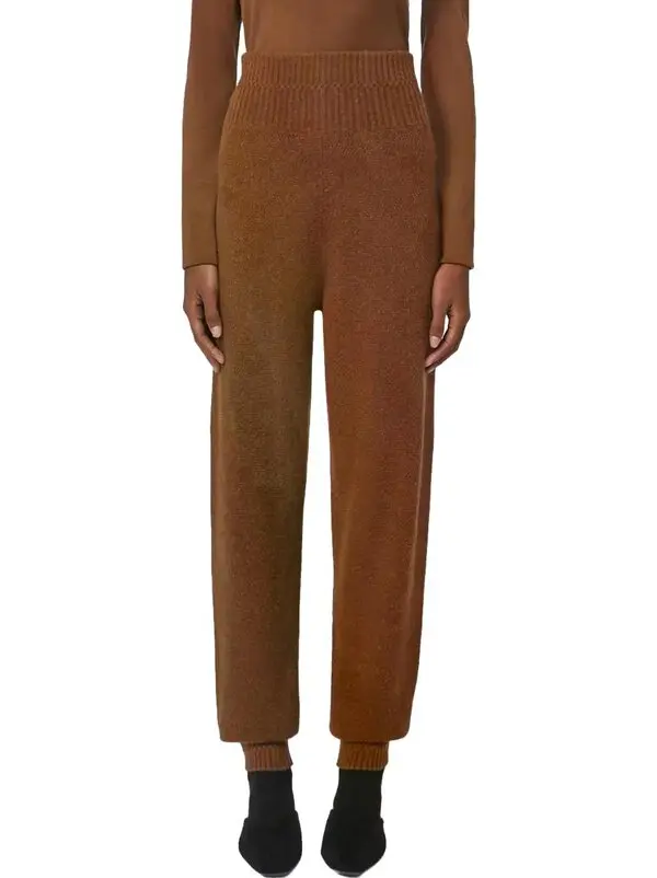 Max Mara Ribbed-knit Wool Trousers - Brown