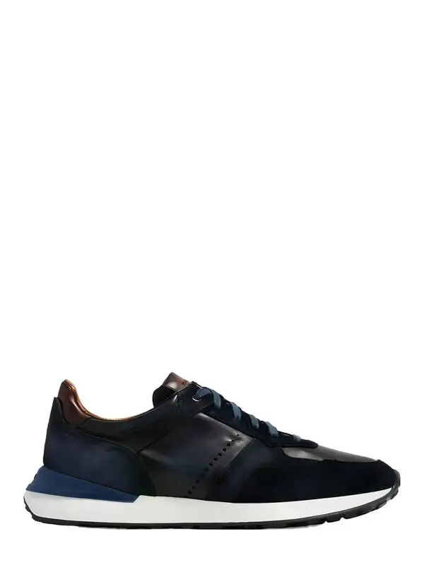 Magnanni Leather-panel Sneakers - Blue