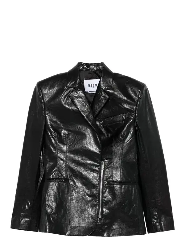 MSGM Notched Asymmetric-zip Jacket - Black