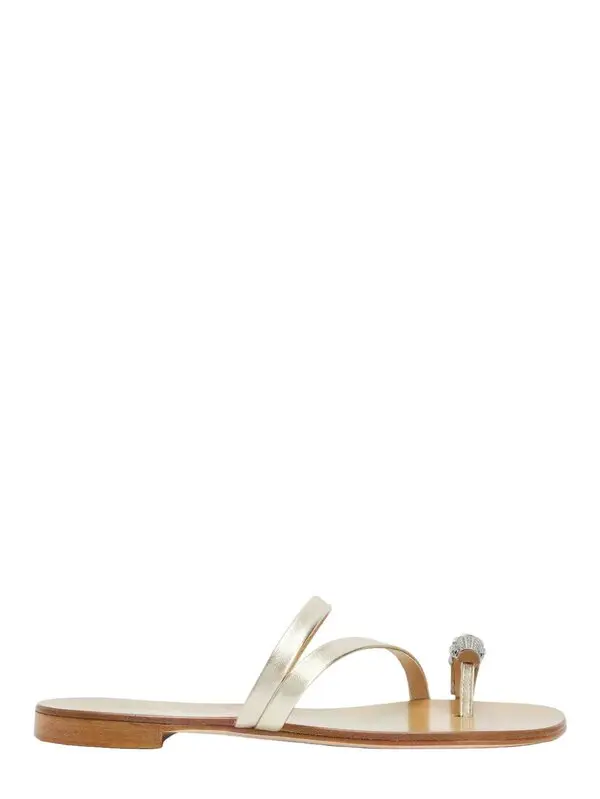 GIUSEPPE ZANOTTI Febe Carre Embellished-toe Leather Sandals - Gold