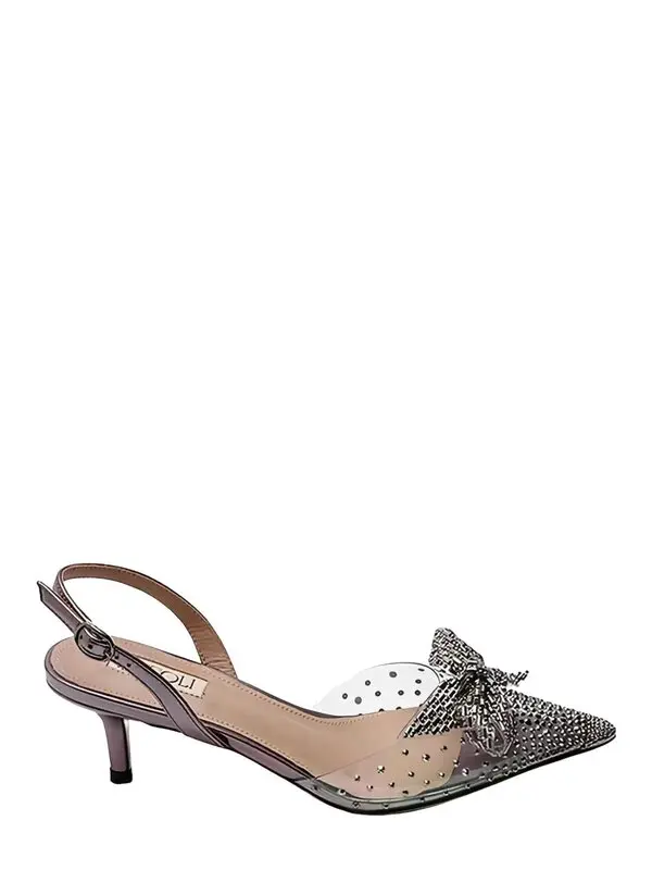 NICOLI 50mm Trudi Crystal-embellished Bow Pumps - Grey