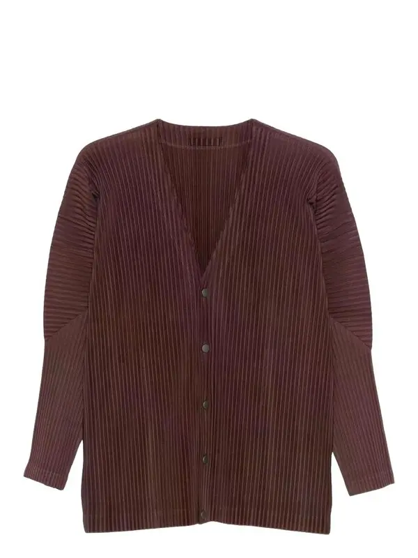Issey Miyake Pleated Button Cardigan - Brown