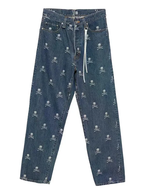 MASTERMIND WORLD Logo Embroidered Jeans - Blue