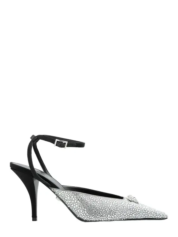 Versace 85mm Crystal La Medusa Slingback Pumps - Silver