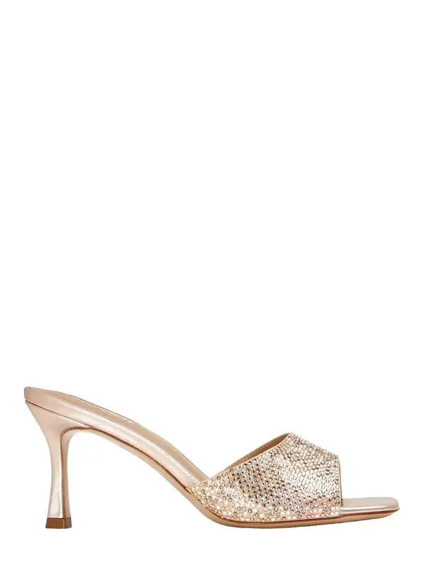 NICOLI 75mm Square-toe Crystal-embellished Heeled Sandals - Neutrals