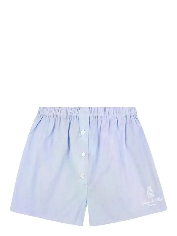 SPORTY & RICH Striped Button-fly Shorts - Blue