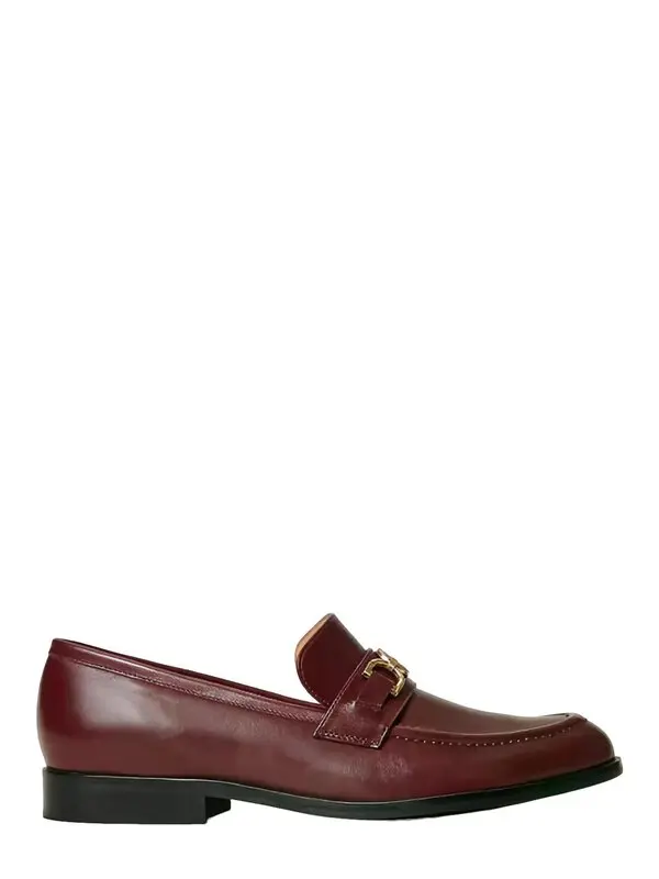 TWINSET Oval-t Clasp Leather Loafers - Red