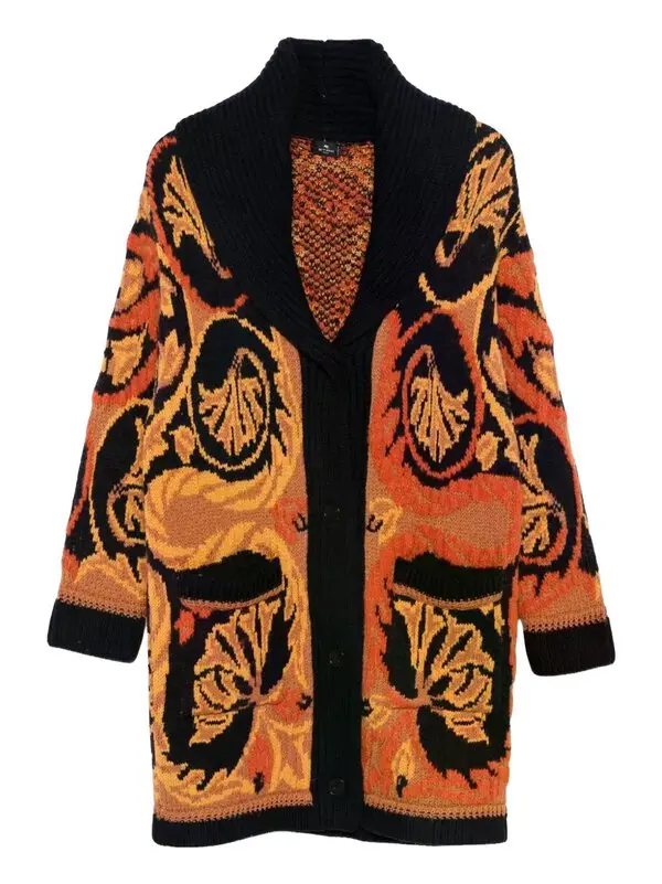 Etro Floral-pattern Shawl-collar Cardigan - Orange