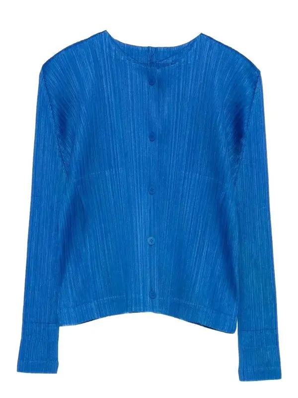 Issey Miyake Pleated Button-front Jacket - Blue
