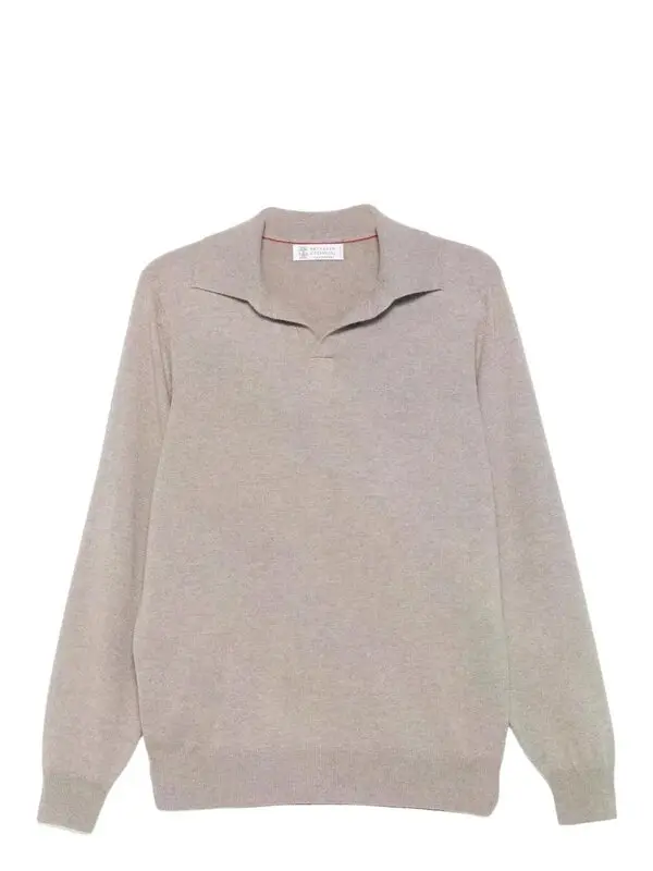 Brunello Cucinelli Cashmere Polo Sweater - Neutrals