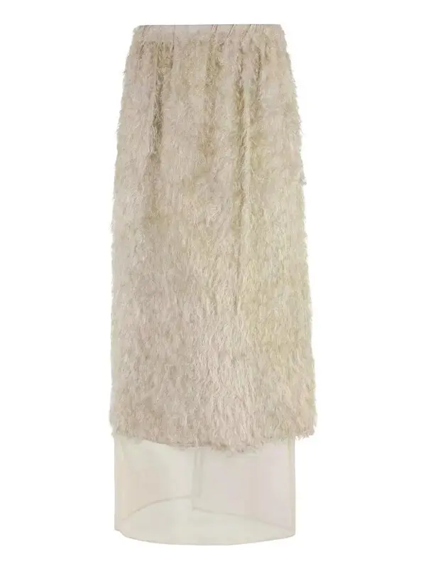 ALYSI Fringed Maxi Skirt - Neutrals