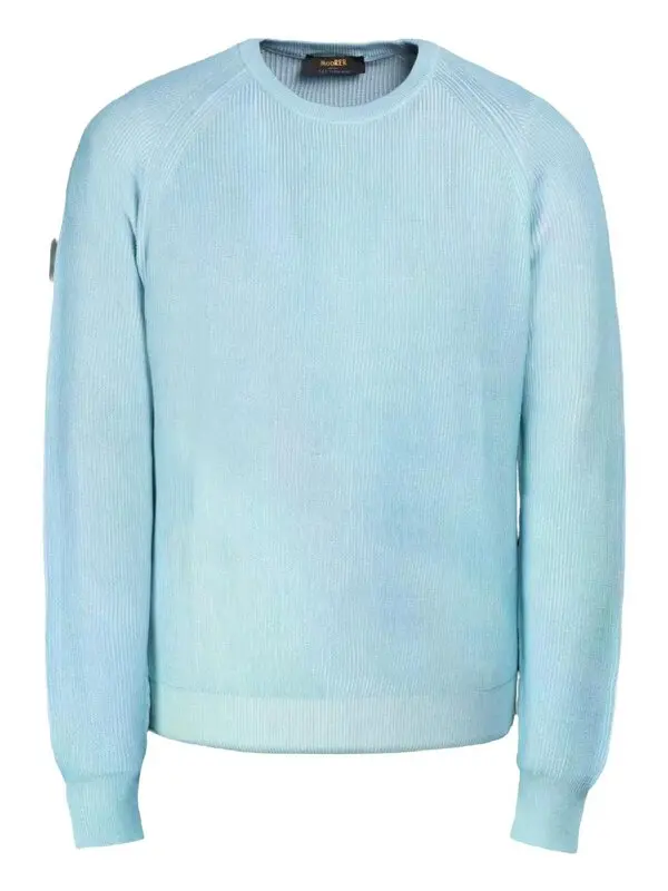 MOORER Raglan-sleeve Ribbed Sweater - Blue