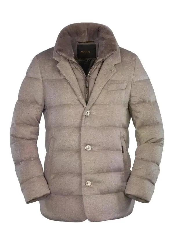 MOORER Buttoned Padded Jacket - Brown