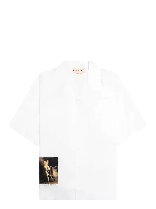 Marni Embroidered-patch Bowling Shirt - White