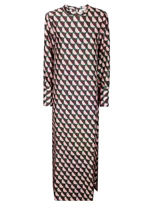 Alberto Biani Geometric-print Long Sleeve Dress - Pink