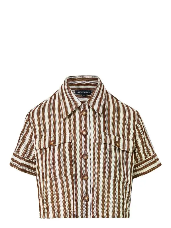 Veronica Beard Striped Buttoned Shirt - Brown
