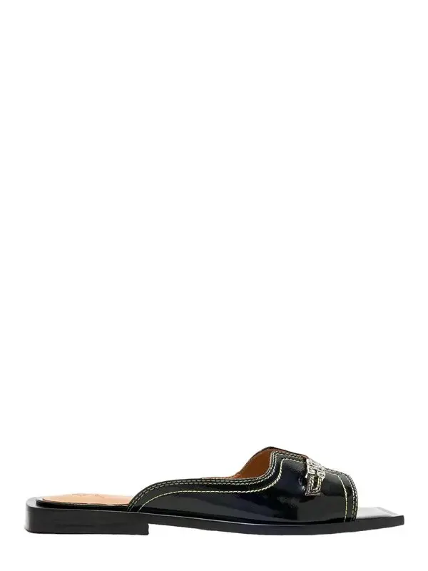 GANNI Patent Leather Sandals - Black