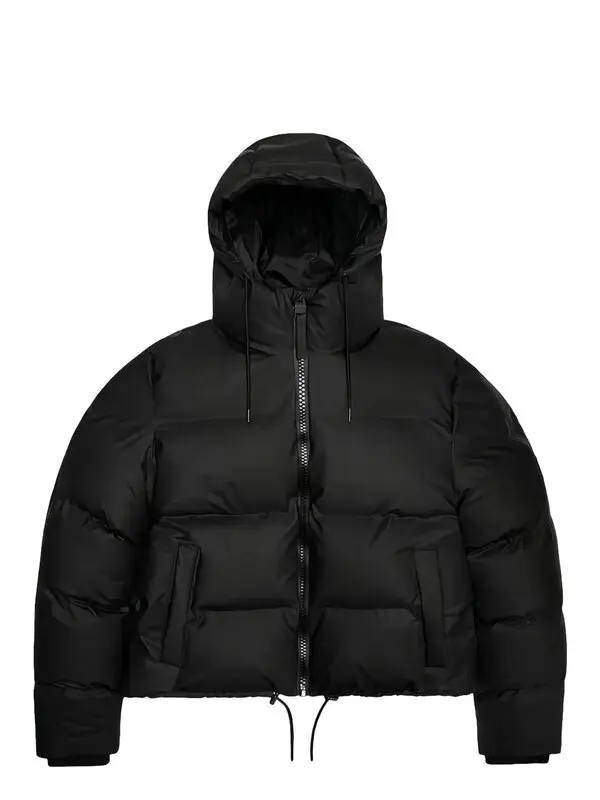 Rains Hooded Cropped-hemline Padded Coat - Black