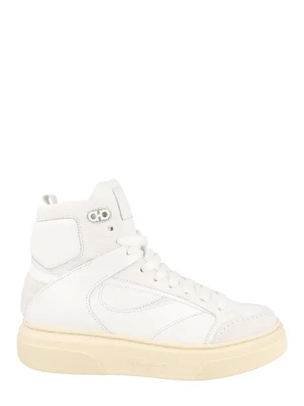 FERRAGAMO Cassio Leather High-top Sneakers - White