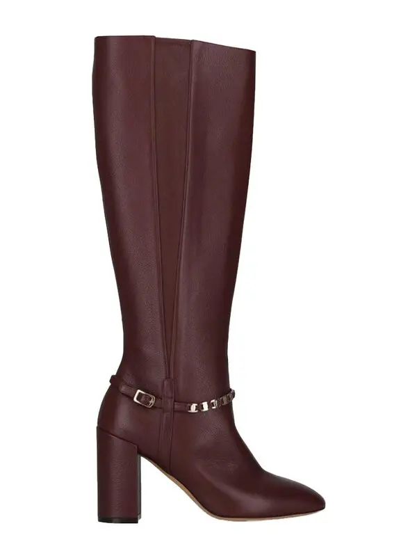 FERRAGAMO Triba Leather Knee High Boots - Burgundy