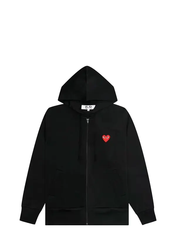 Play Comme Des Garcon Heart Logo Zip-up Sweatshirt - Black