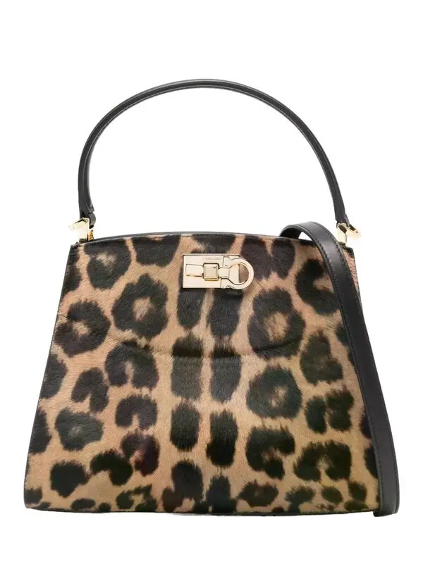 FERRAGAMO Studio Box Leopard-print Satchel - Neutrals