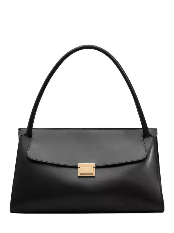 Ami Mimi Leather Shoulder Bag - Black