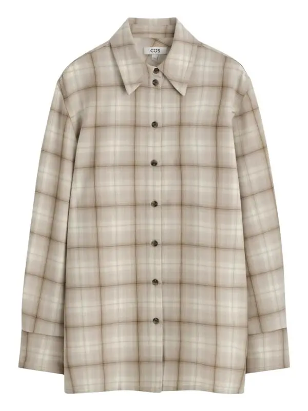 Cos Checked Flannel Shirt - Beige