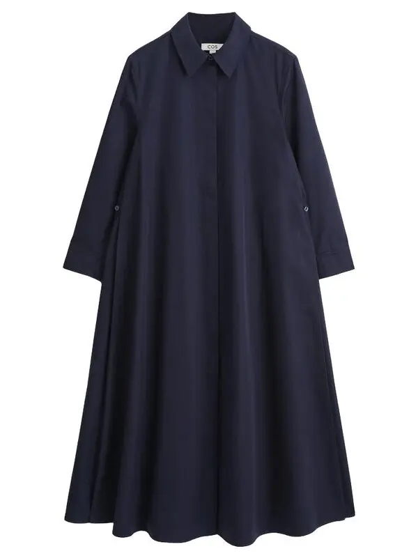 Cos Voluminous Maxi Shirt Dress - Navy