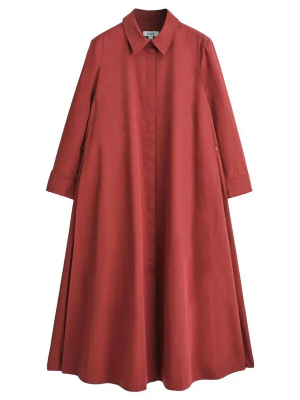 Cos Voluminous Maxi Shirt Dress - Red