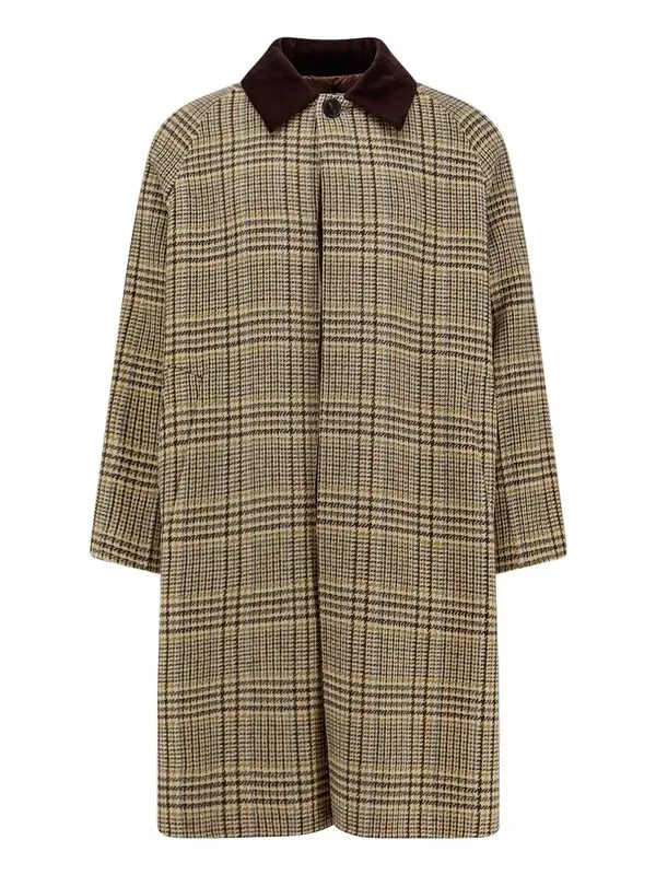 AMARANTO Padded Madras Coat - Brown