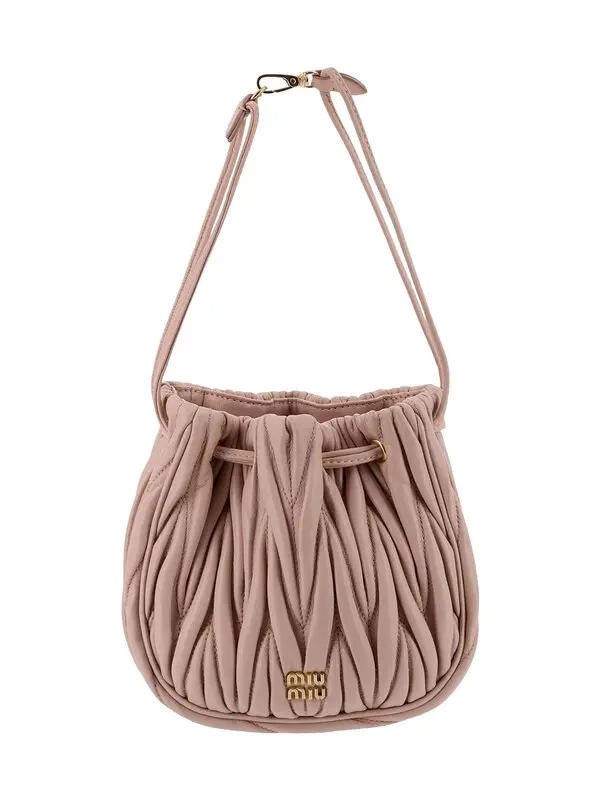 Miu Miu Matelassé Leather Bucket Bag - Pink