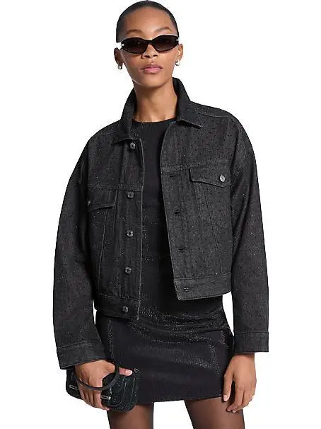 Michael Kors Studded Denim Jacket - Black