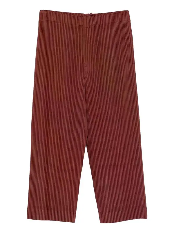 Issey Miyake Pleated Cropped Trousers - Brown