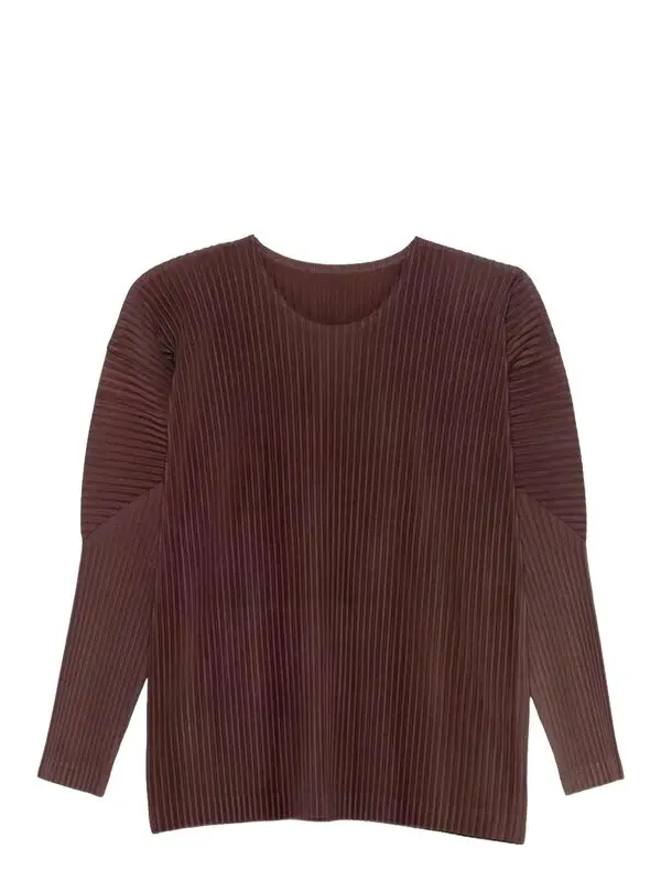 Issey Miyake Pleated Long-sleeve Jumper - Brown