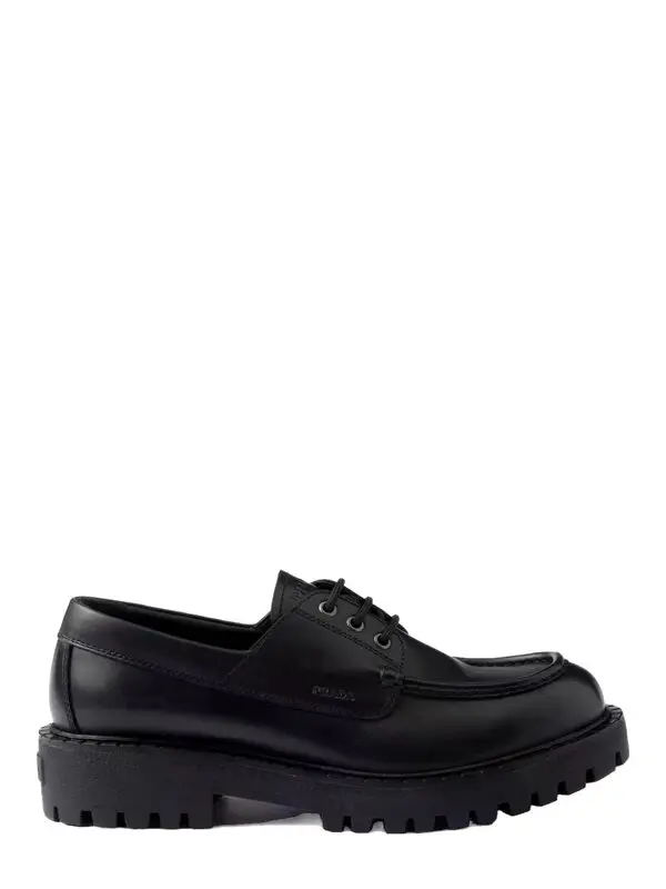 Prada Leather Lace-up Derby Shoes - Black