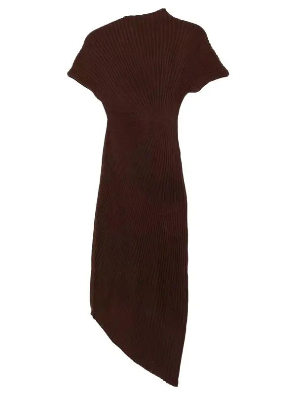 Cult Gaia Chrysta Ribbed Asymmetric Dress - Brown